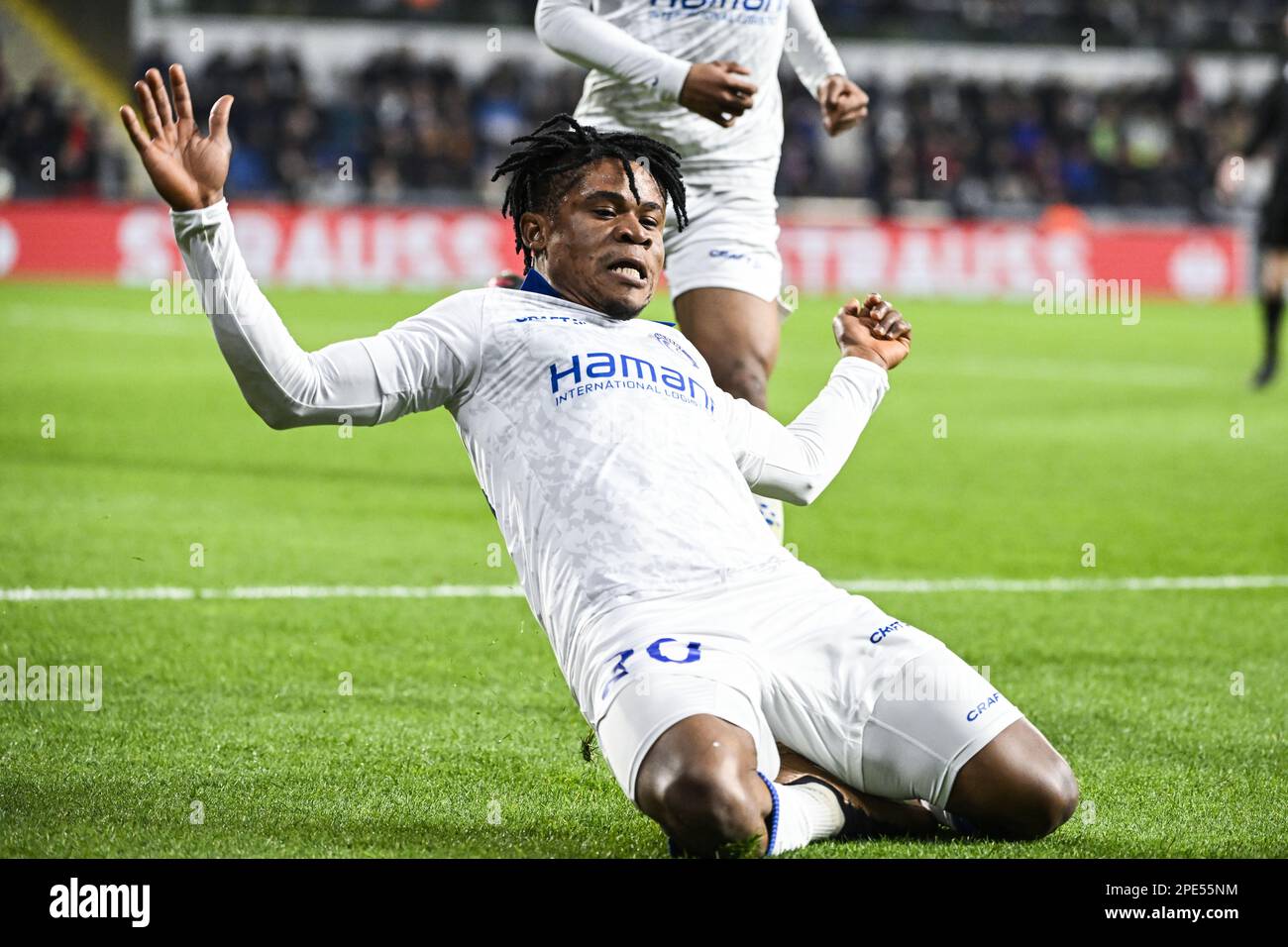 Gent's Gift Emmanuel Orban celebrates after scoring during a soccer ...