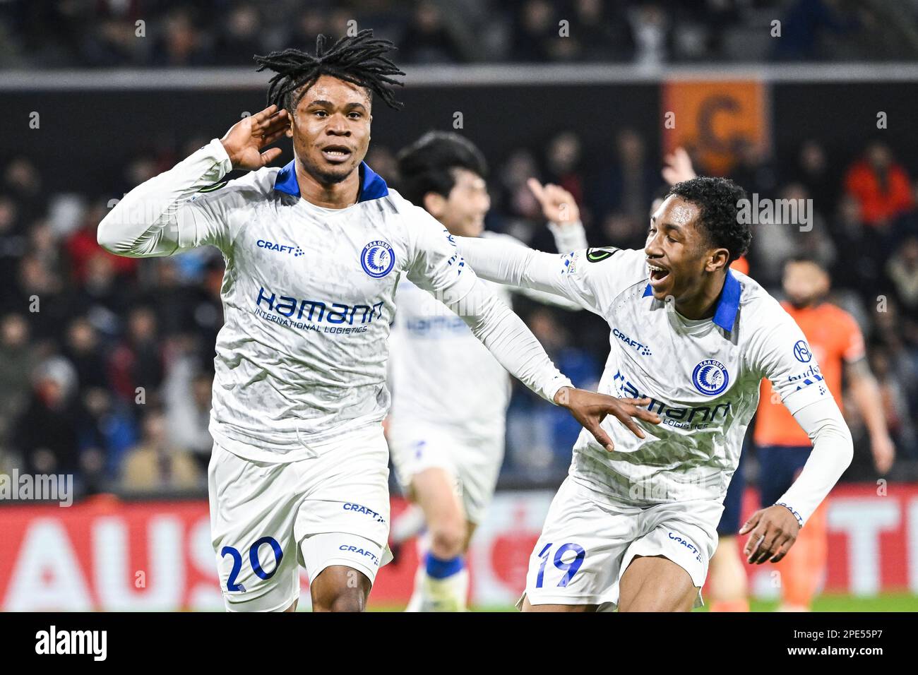 Gent's Gift Emmanuel Orban celebrates after scoring during a soccer ...