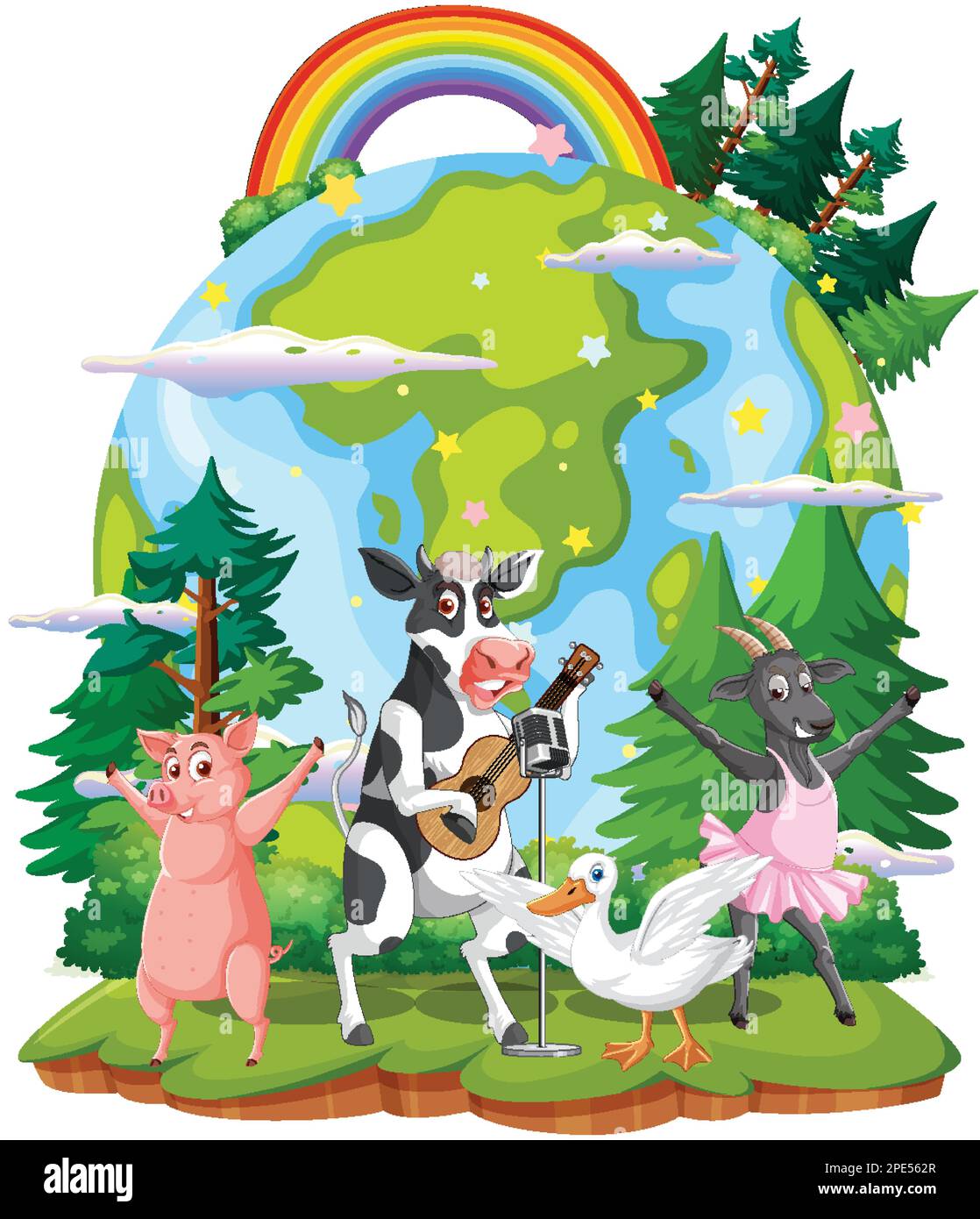 Animals on the planet earth illustration Stock Vector Image & Art - Alamy