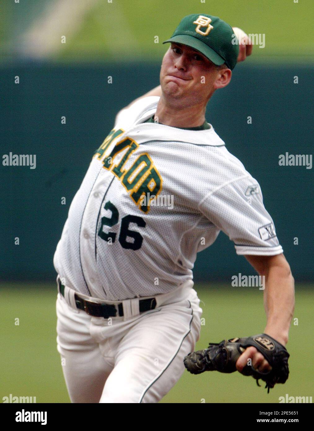 Baylor starting pitcher Mark McCormick delivers in the first inning ...