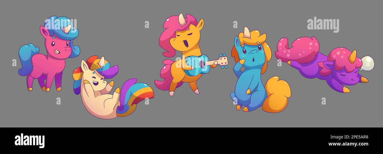 Vector cute rainbow unicorn illustration design. Baby pony cartoon ...