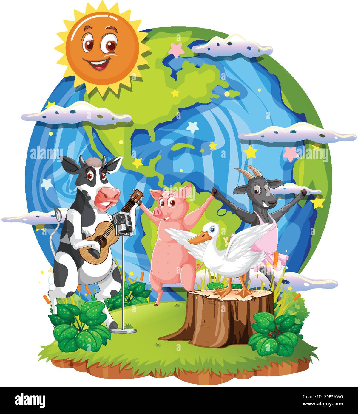 Animals on the planet earth illustration Stock Vector Image & Art - Alamy