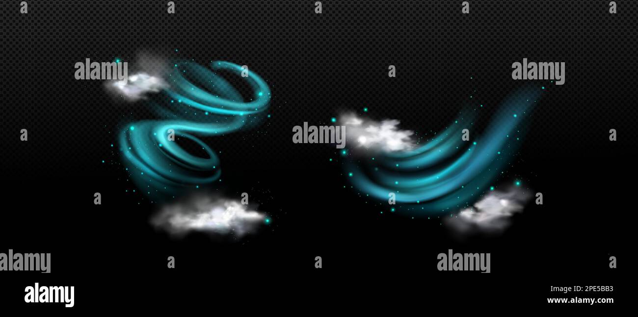 Realistic set of fresh air swirls isolated on transparent background ...