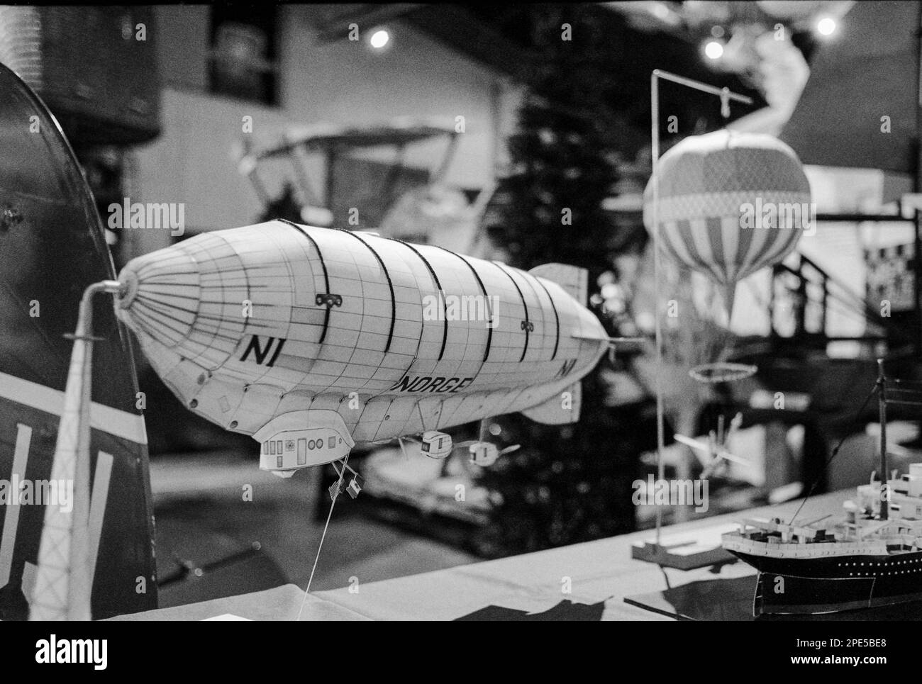 A handmade paper model of a vintage zeppelin air ship displayed on a ...