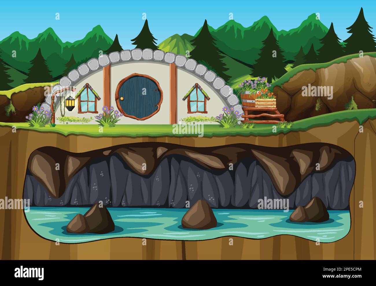 Underground Cave Cartoon Scene illustration Stock Vector Image & Art ...