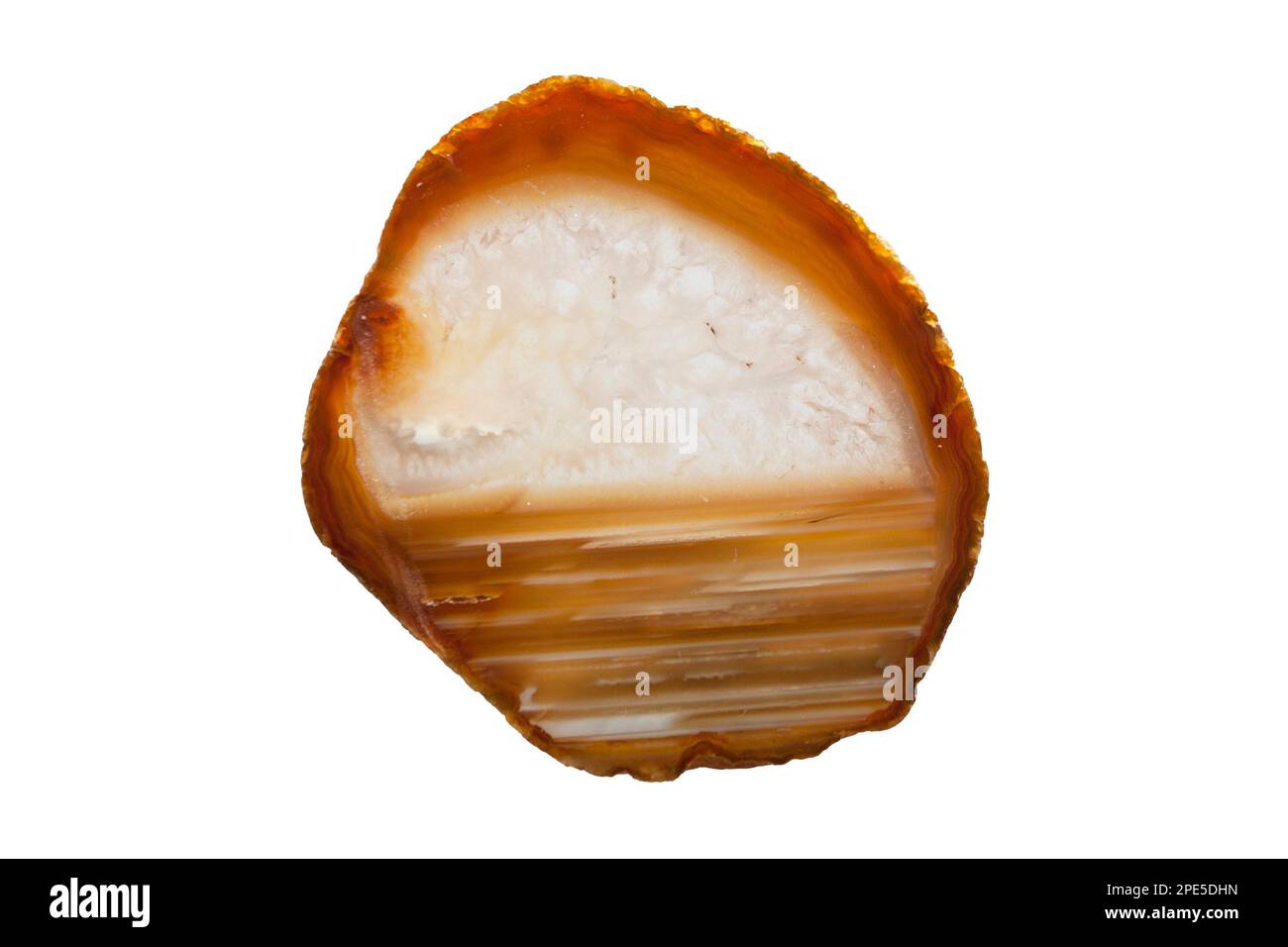 Section of a white and orange geode Stock Photo - Alamy