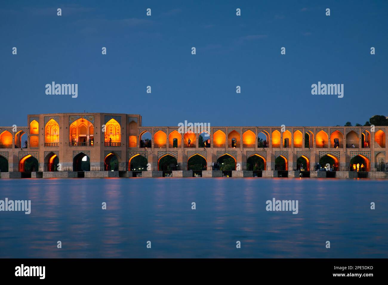Isfahan, Iran - 15th june, 2022:Old Khajoo bridge, across the Zayandeh ...