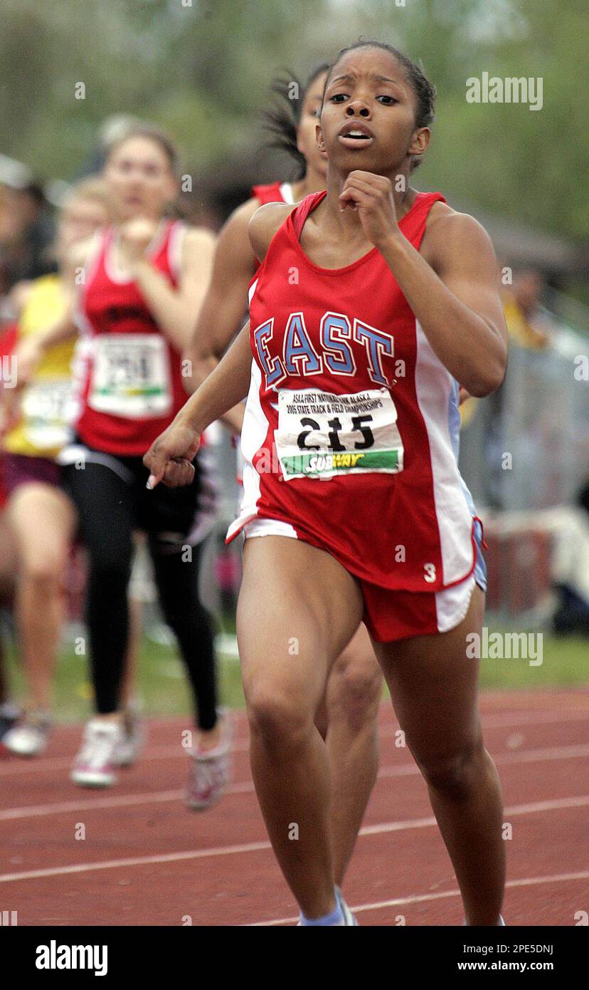 East Anchorage's Ashley Smith sprints to the finish to win the girls ...