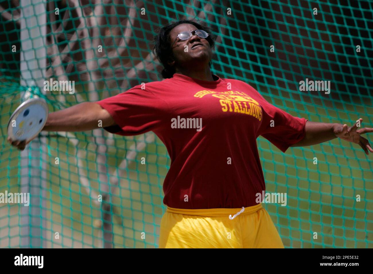 Sierra's Ashley Stephens throws the discus during the Class 4A state ...