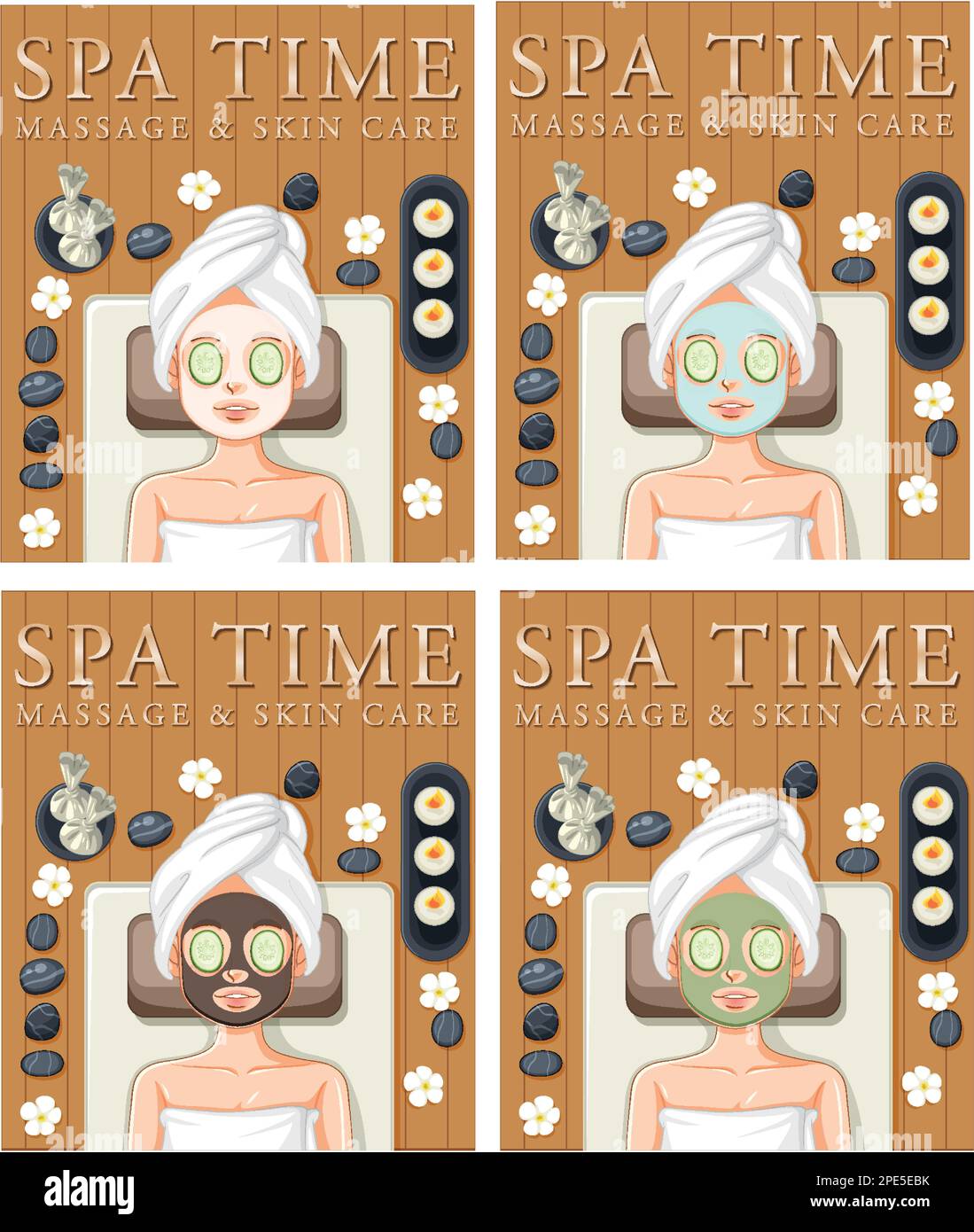 Collection of Women Relaxing with a Face Mask Treatment illustration ...
