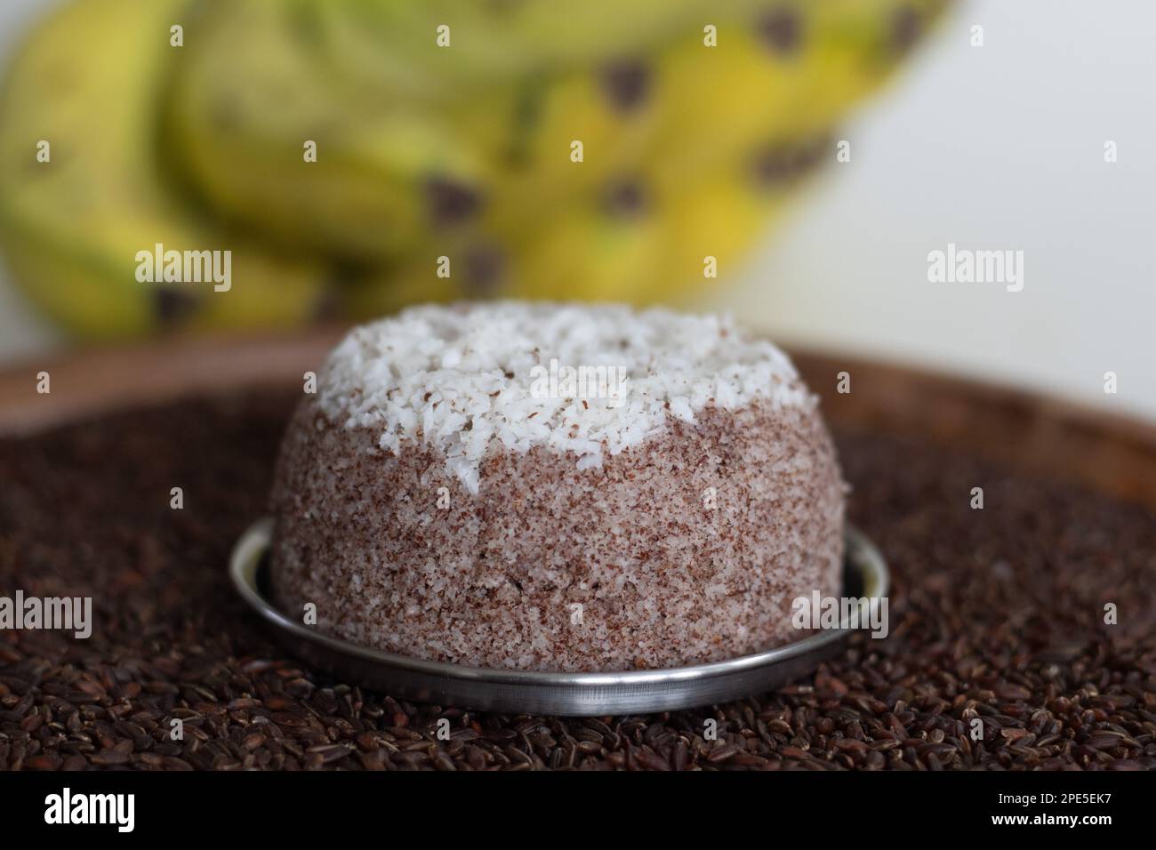 Poongar rice puttu. Steamed rice cake with poongar rice flour and ...