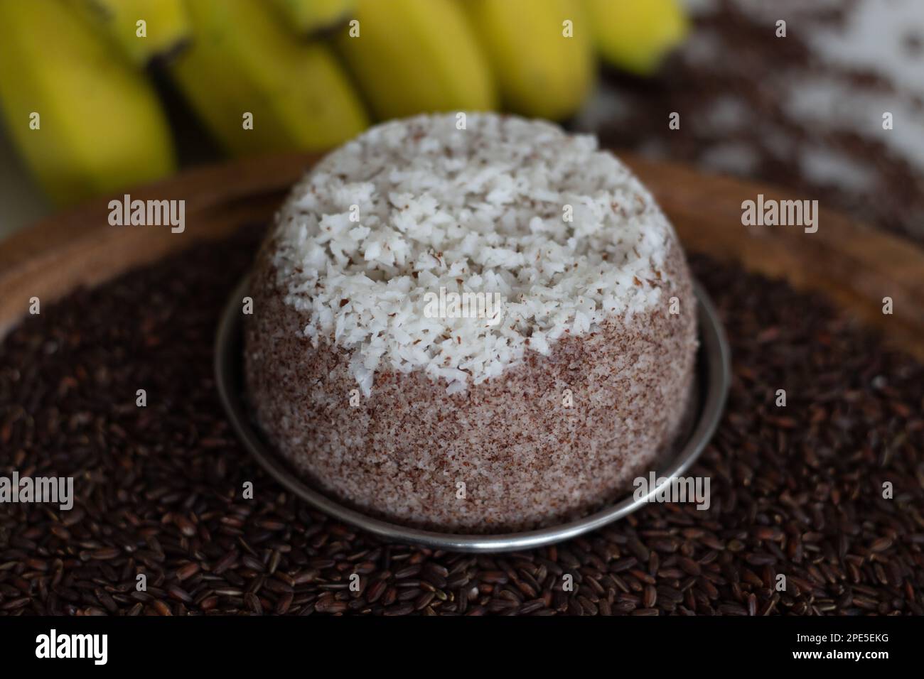 Poongar rice puttu. Steamed rice cake with poongar rice flour and ...