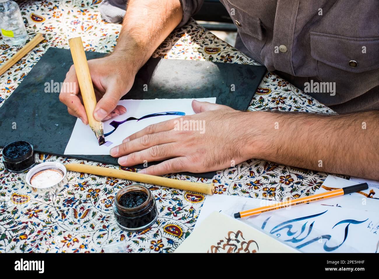 Isfahan, Iran - close up hand write symbols. Farsi language learn and ...
