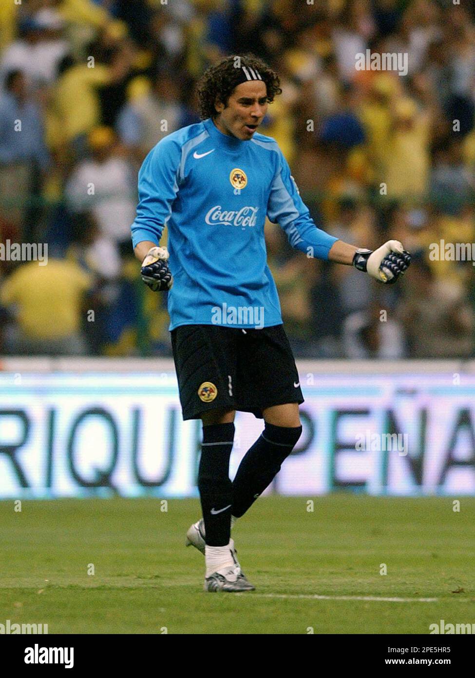Goalkeeper America's Guillermo Ochoa celebrates after scoring a goal ...