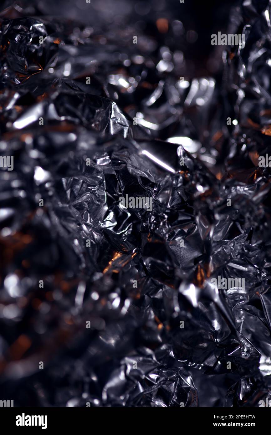 Abstract crumpled colorful aluminum foil texture close up modern ...