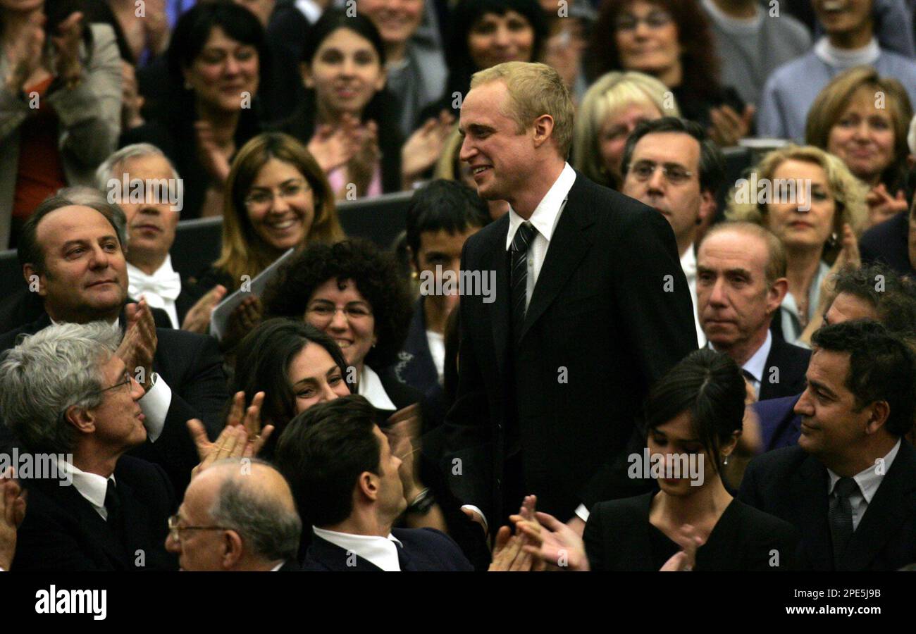 Piotr Adamczyk, standing, a Polish actor who plays the young Pope John ...
