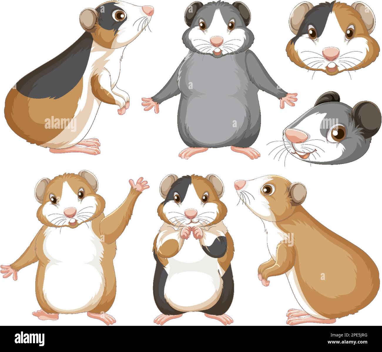 Set of hamster rodents cartoon character illustration Stock Vector ...