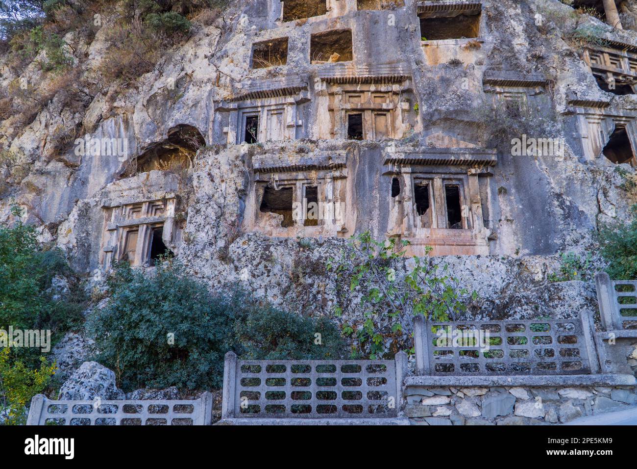 The ancient ruins of Amyntas Rock Tombs, also known as the Fethiye Tomb ...