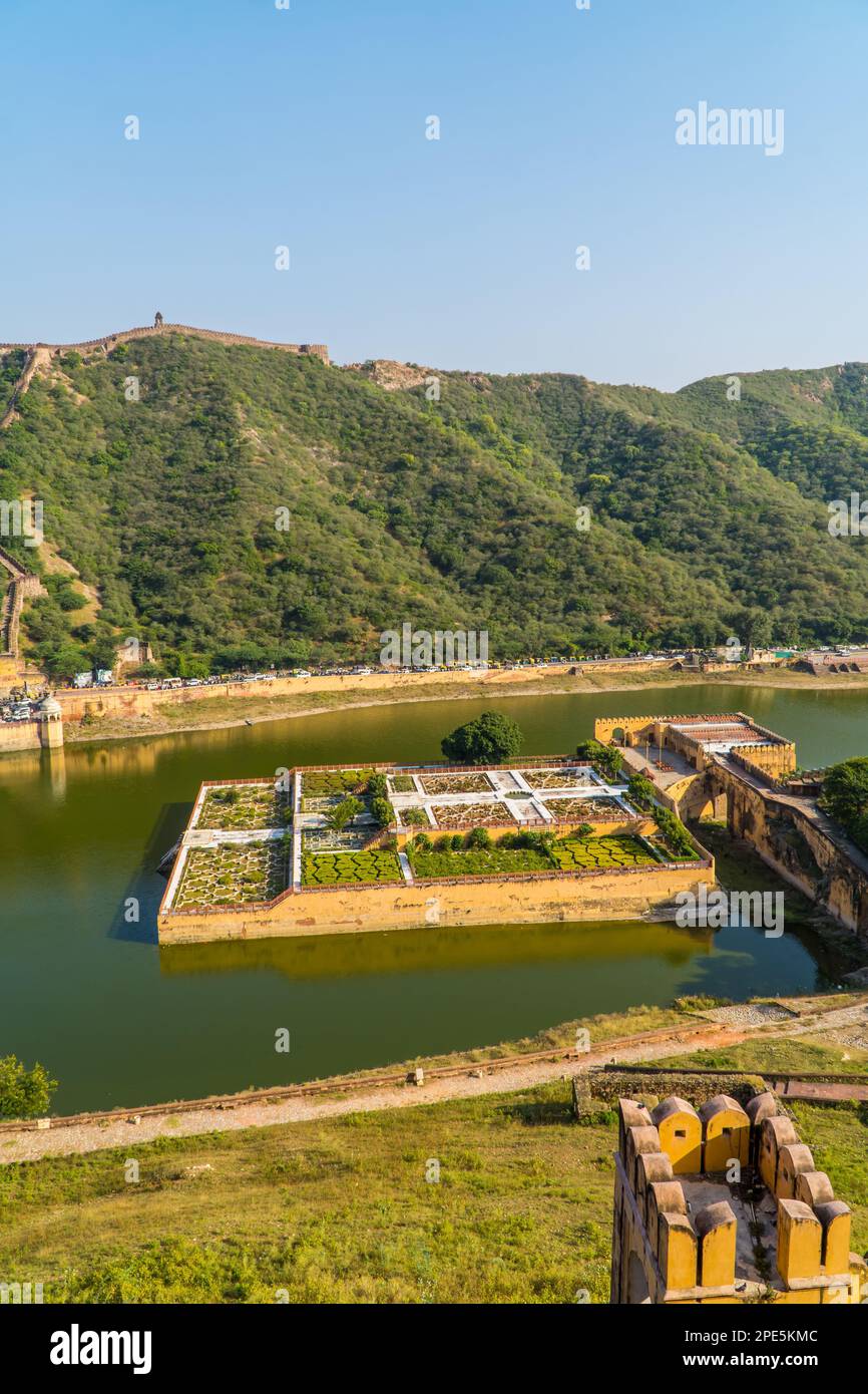 A vertical shot of Maota Lake and Kesar Kyari, Saffron Garden. Amer ...