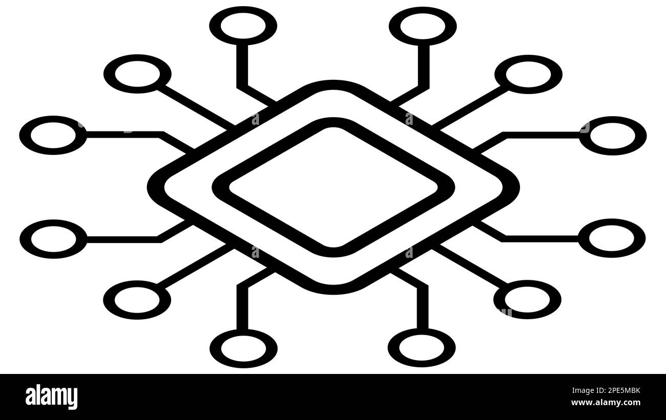 Silhouette of simple isometric schematic chip or component for ...