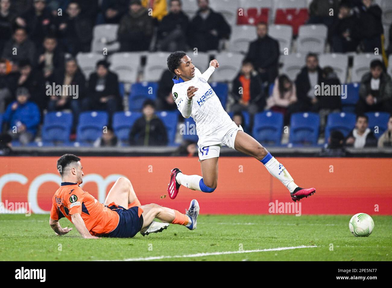 Basaksehir's Omer Ali Sahiner and Gent's Malick Fofana pictured in ...