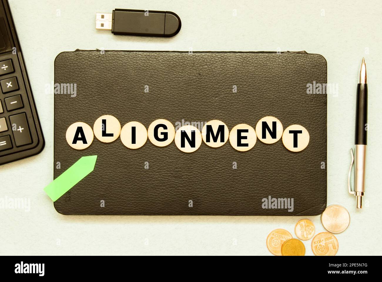 Alignment. Cubes form the word Alignment. Broad concept from business ...