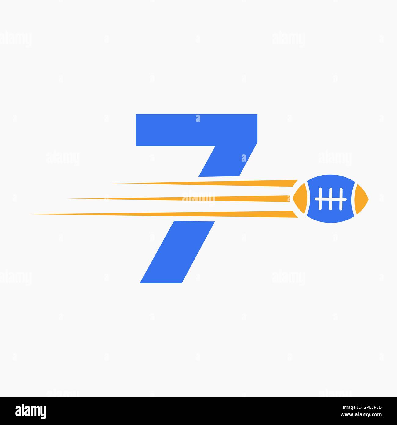 Letter 7 Rugby, Football Logo Combine With Rugby Ball Icon For American ...