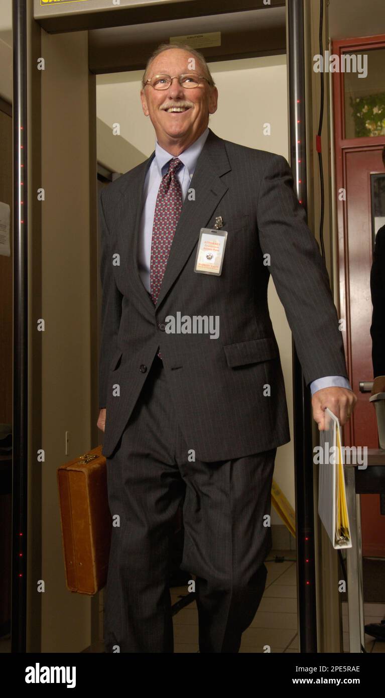 District Attorney Thomas Sneddon arrives for the Michael Jackson's ...