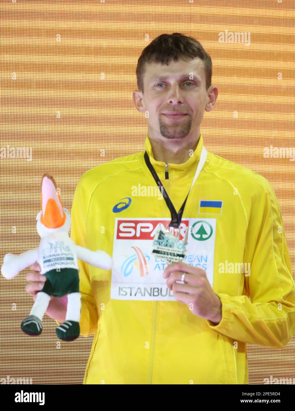 Andrii PROTSENKO of Ukraine Podium High Jump Men during the European Athletics Indoor ...