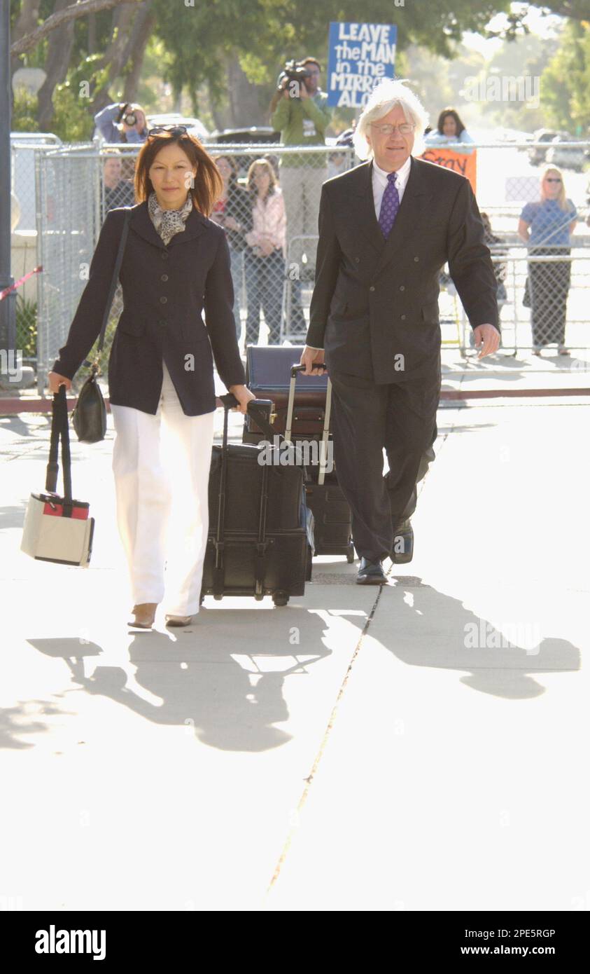 Defense attorneys Susan Yu, left, and Thomas Mesereau arrive for the ...