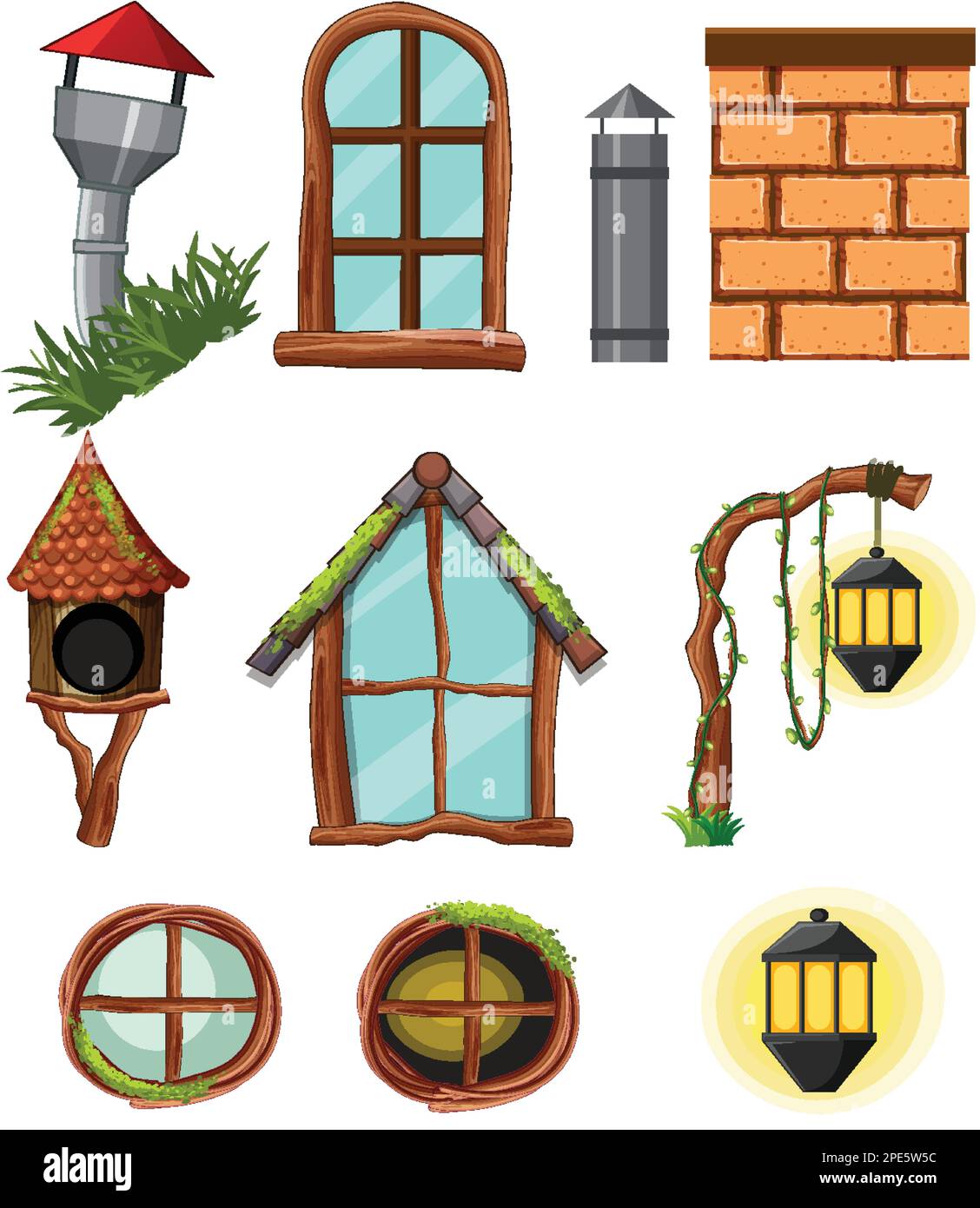 Set of home element cartoon style illustration Stock Vector Image & Art ...