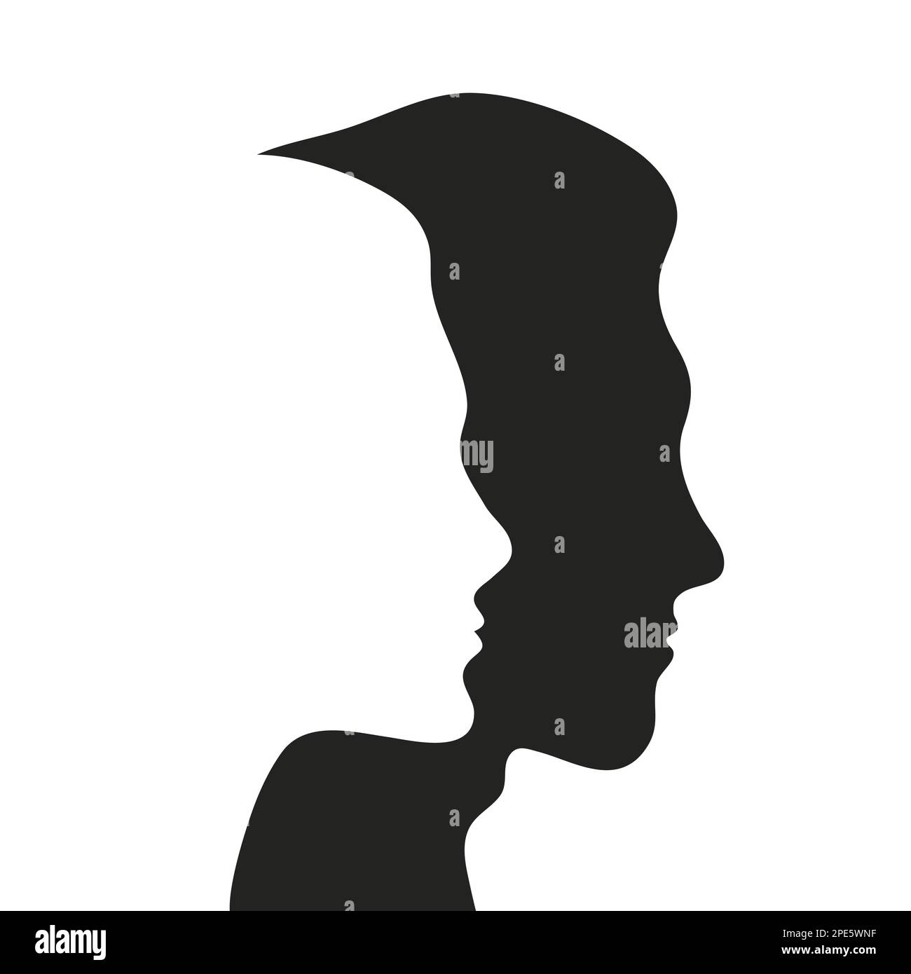 Faces of man and woman, girl and guy. Two profiles together ...