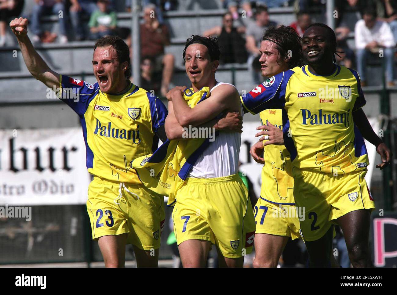From left Chievo's Salvatore Lanna, Franco Semioli, Paolo Sammarco, and ...