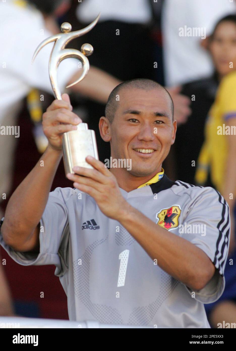 Japan's Eiichi Kato holds the FIFA Beach Soccer World Cup fair play ...