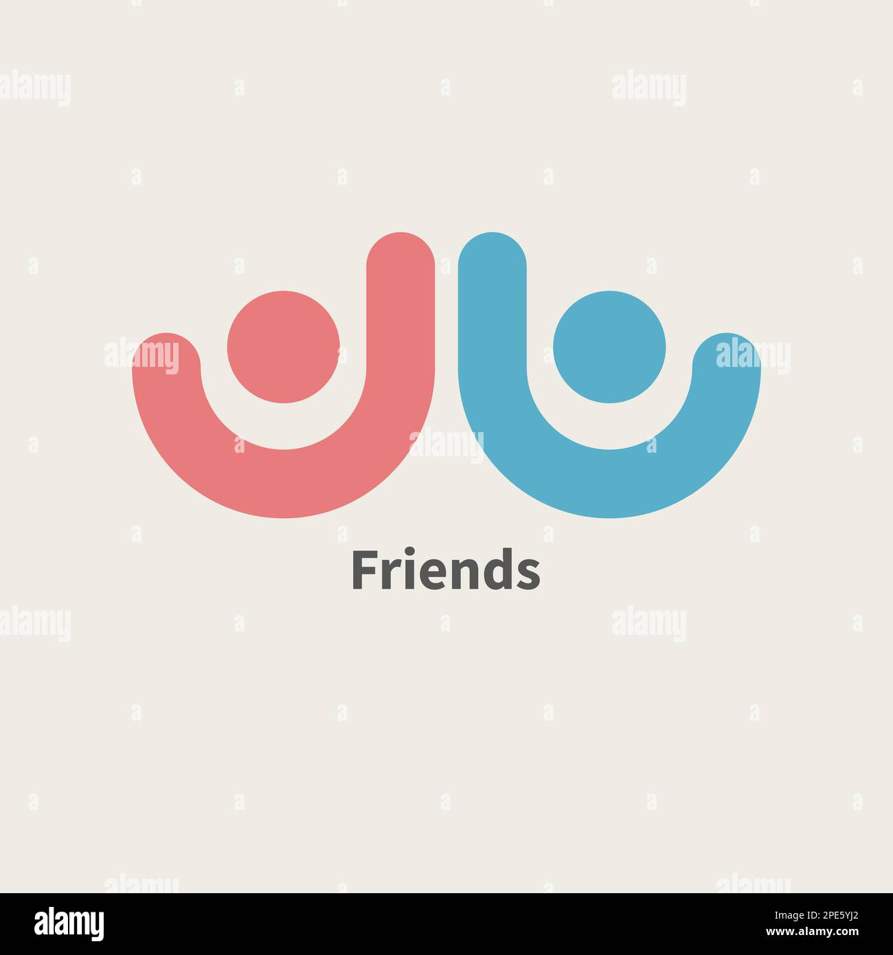 Friendship, teamwork flat geometric logo. Two friends pictogram ...