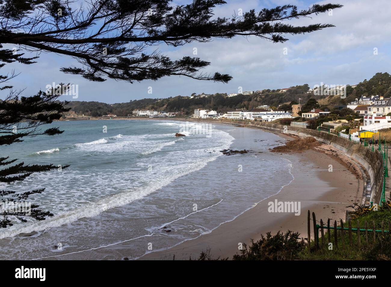 Panoramic view of St Brelade's Bay on the island of Jersey Stock Photo ...