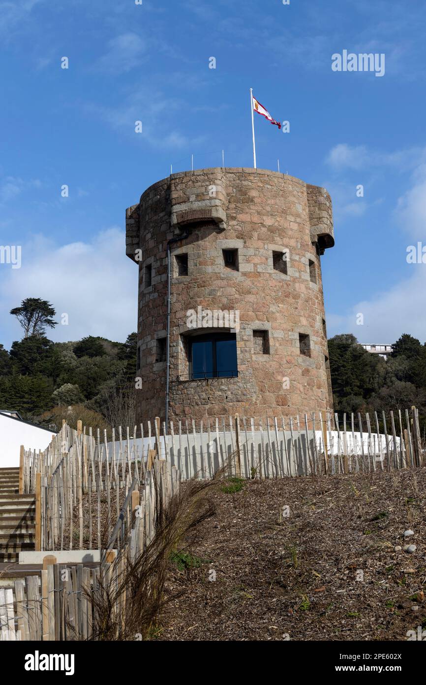 The Conway Tower at St Brelade's Bay on the island of Jersey Stock ...