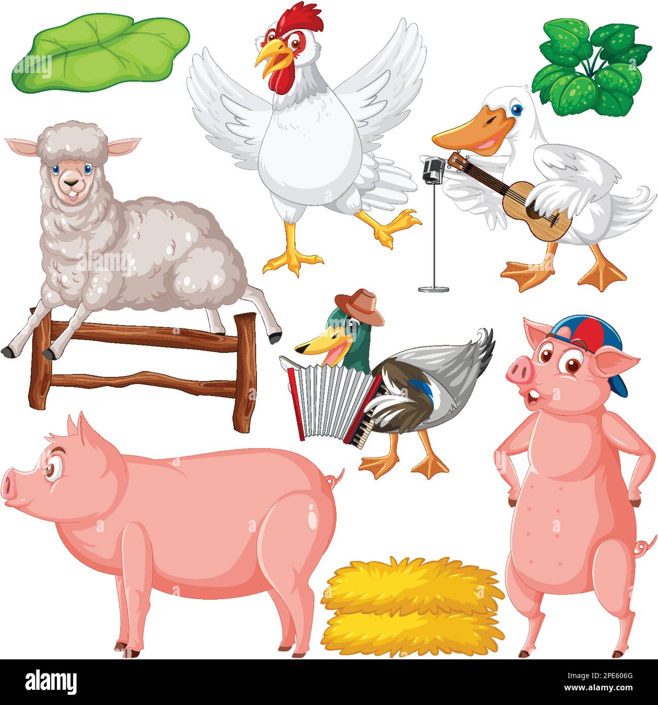Set of mix animal farm character illustration Stock Vector Image & Art ...