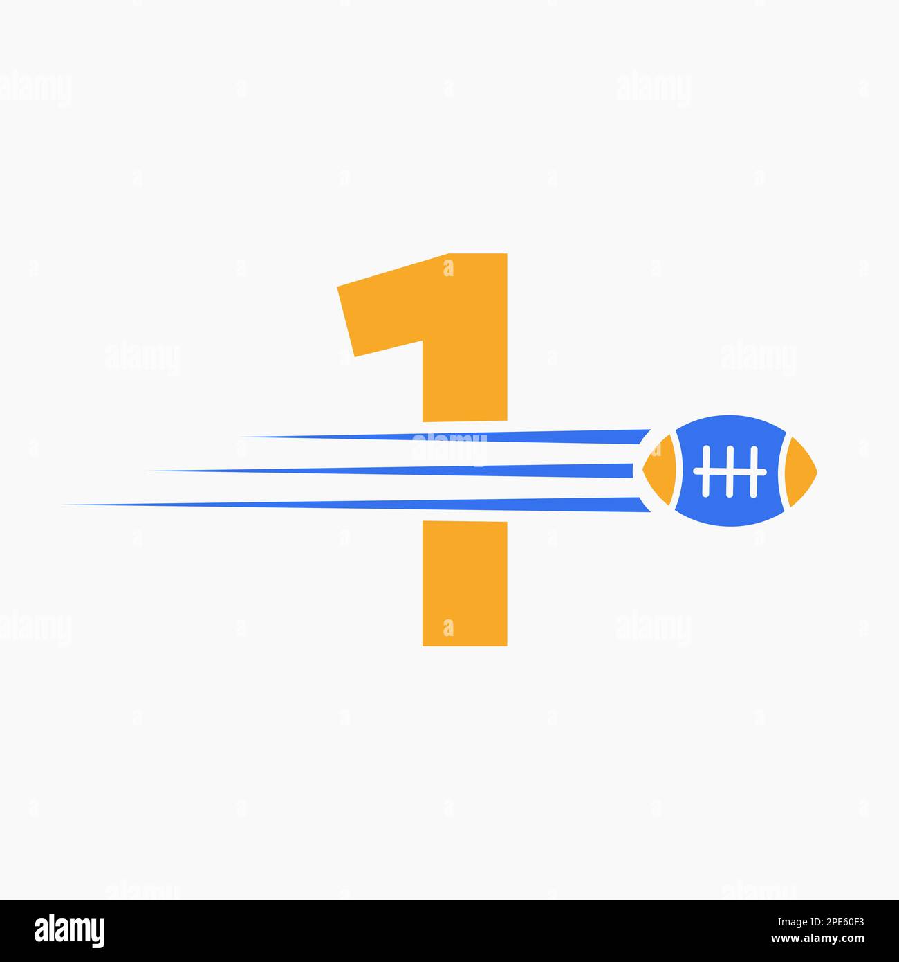 Letter 1 Rugby, Football Logo Combine With Rugby Ball Icon For American ...