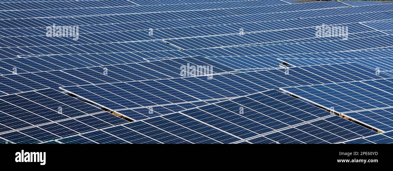 solar panels with the sunny sky. Blue solar panels. background of ...