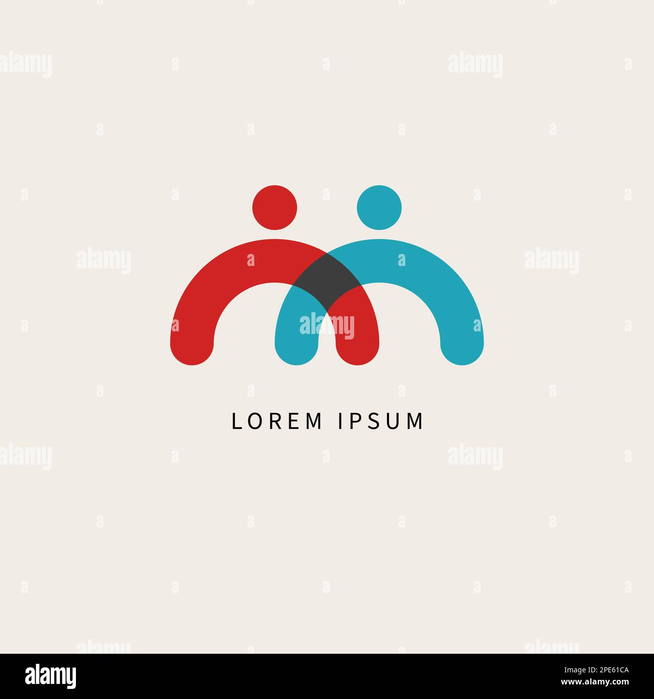 Two connected people business logo. Friends, partners, team icon Stock ...