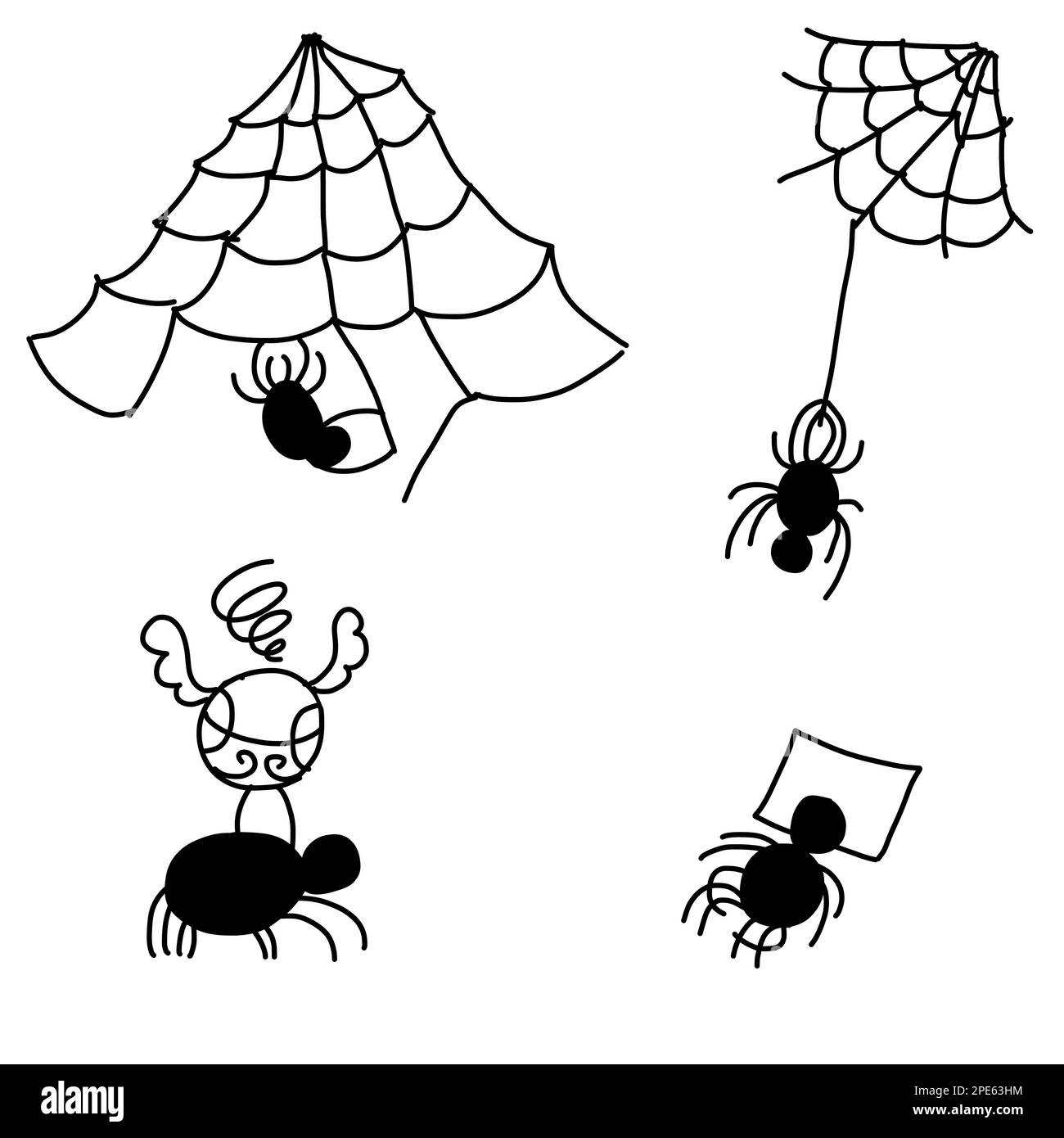 Simple spider in cartoon doodle style. Vector illustration isolated on ...