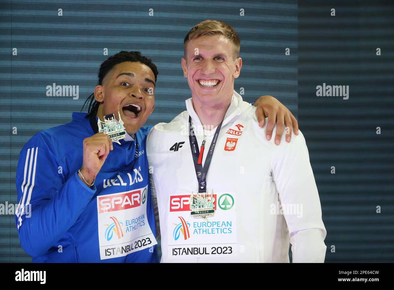 Emmanouil KARALIS of Greece and Piotr LISEK of Poland Podium Pole Vault ...