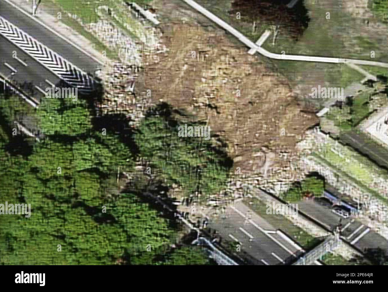 This image taken from WABC-TV television shows the collapse of a stone ...