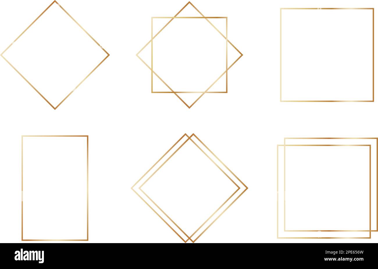 Golden geometric frames in art deco style. Luxury gold borders for for ...