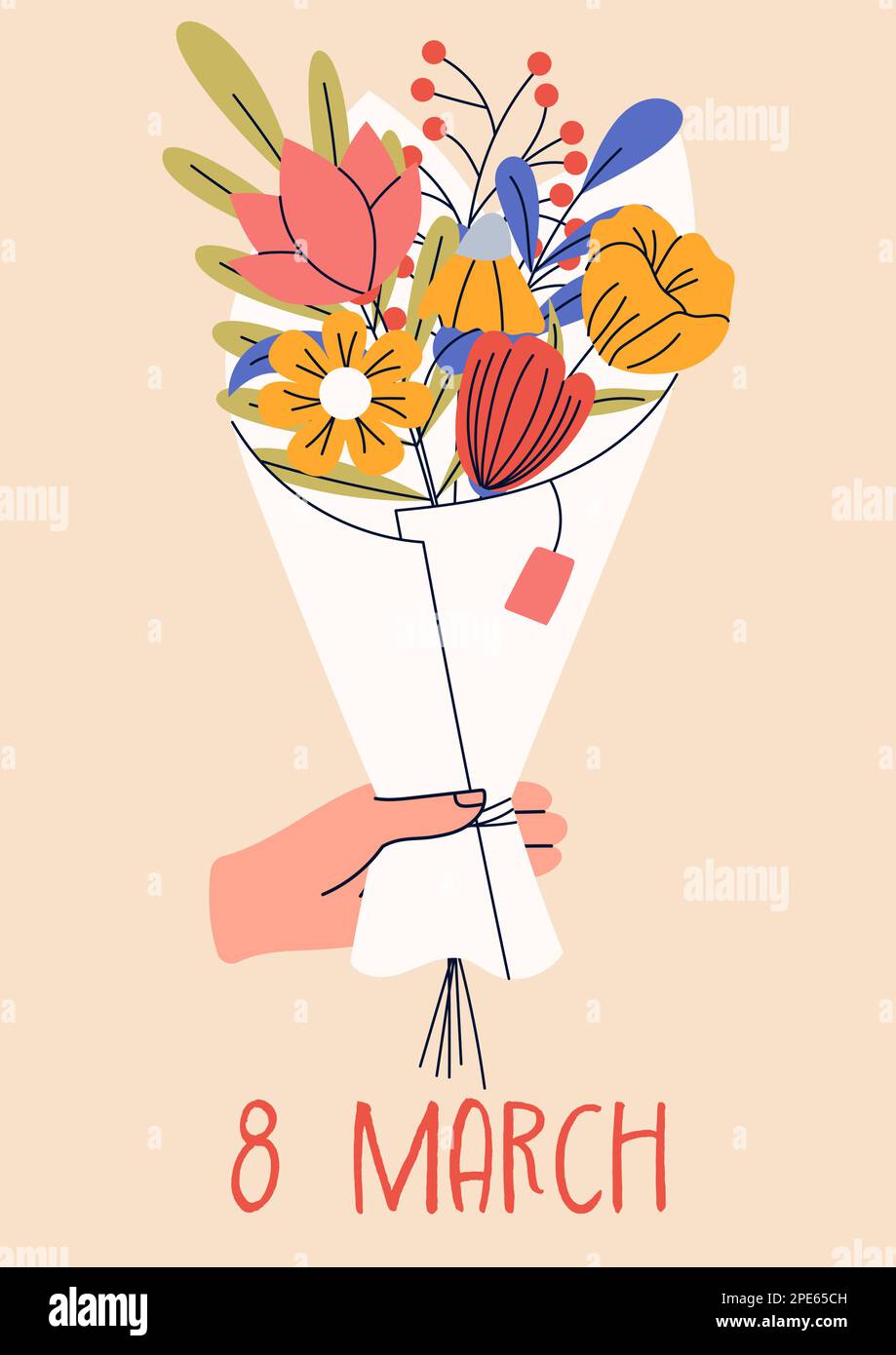 8 march, International Women's Day. Greeting card or postcard templates ...