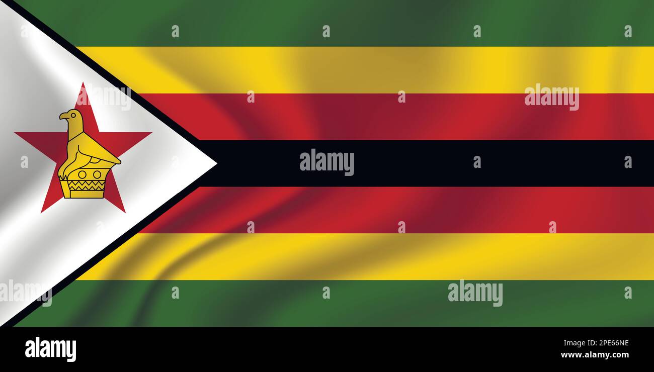 Flag Of Zimbabwe National Symbol In Official Colors Template Icon