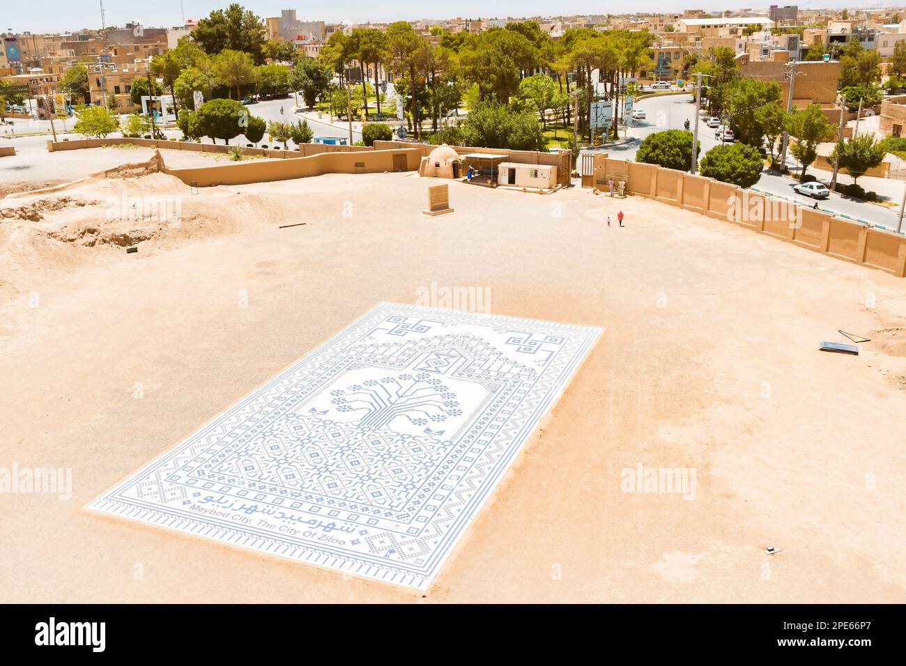 Maybod, Iran - 15th june, 2022: Top view castle yard in ancient city of ...