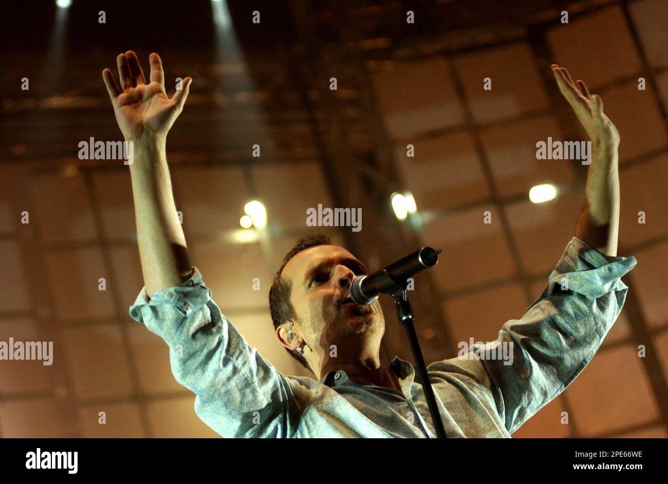 Spanish singer Miguel Bose performs durig his concert at Atlapa ...