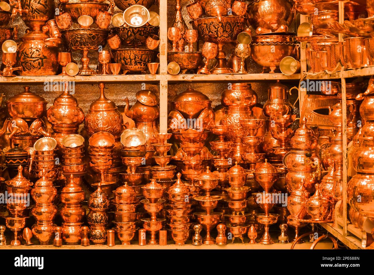 Shiraz, Iran - 15th june, 2022: Bronze pots in traditional muslim ...